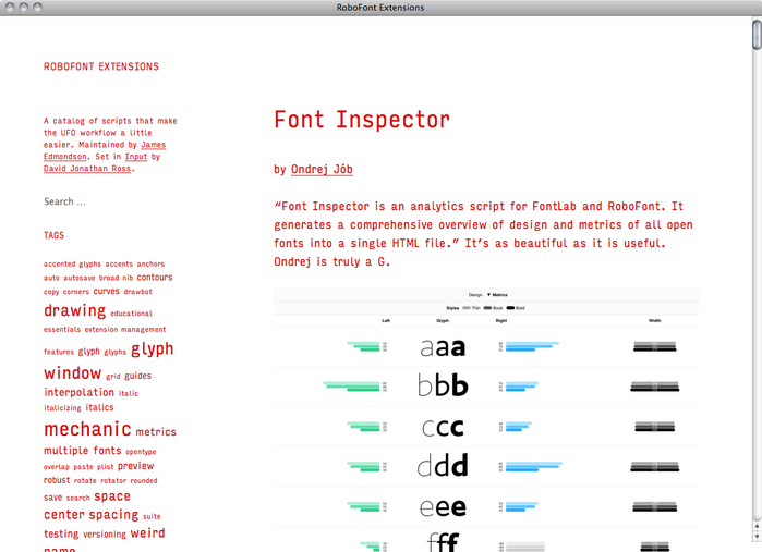 RoboFont Extensions website - Fonts In Use